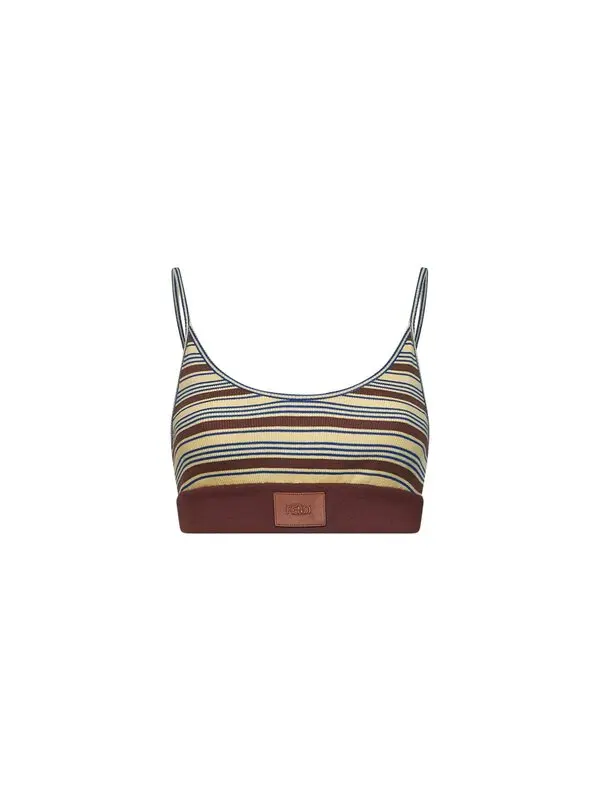 Fendi Striped Cotton Knit Bralette Top - Multicolor