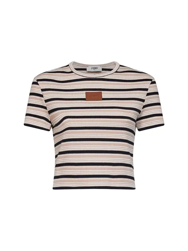 Fendi Striped Cotton Cropped Top