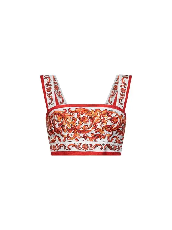 Dolce & Gabbana Maiolica Print Bralette Top - Multicolor