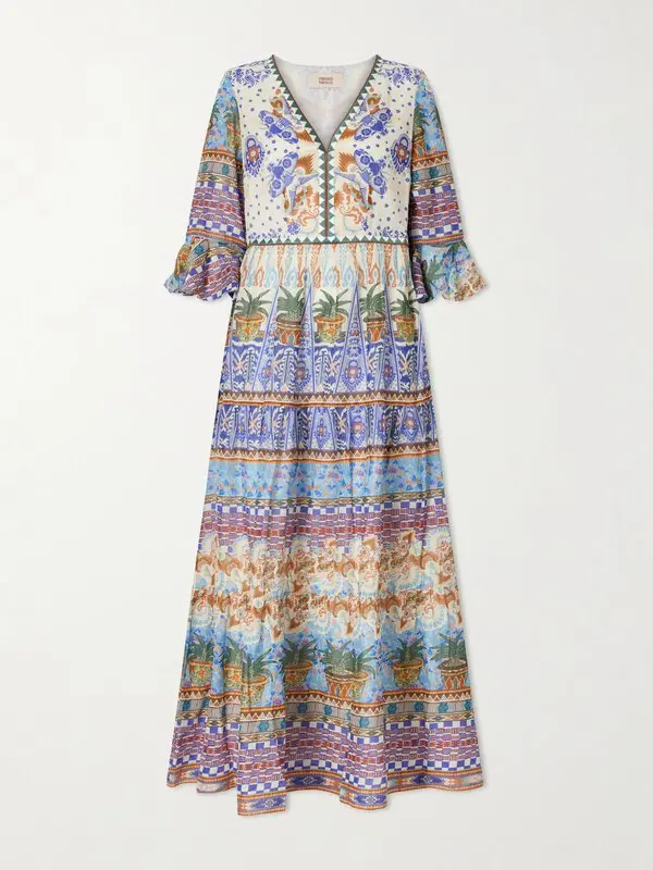 EMPORIO SIRENUSE Bella Printed Cotton Maxi Dress