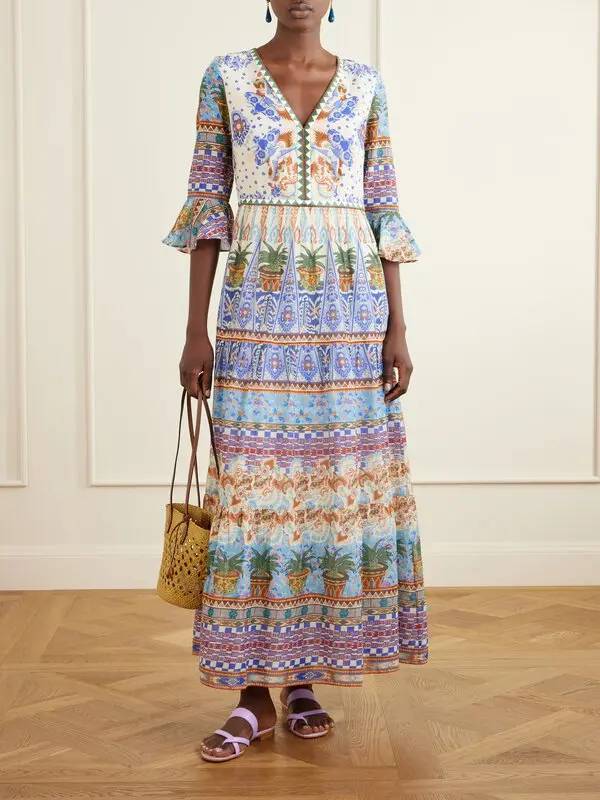 EMPORIO SIRENUSE Bella Printed Cotton Maxi Dress