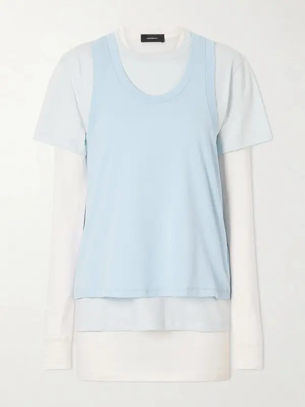 Wardrobe.NYC Layered Cotton-jersey T-shirt - Blue