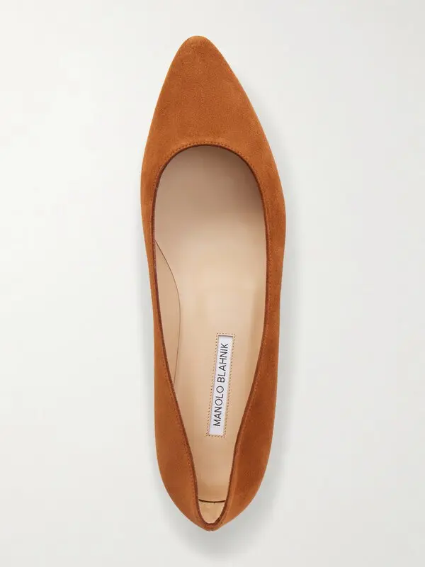 Manolo Blahnik Suede Ballet Flats - Brown