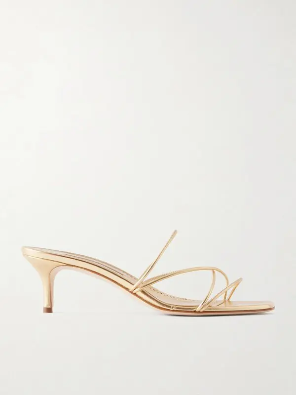 Manolo Blahnik Ninfemu 50 Leather Sandals - Gold