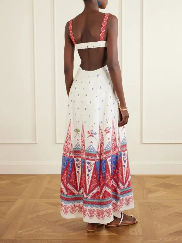 EMPORIO SIRENUSE Azzurra Printed Linen Maxi Dress