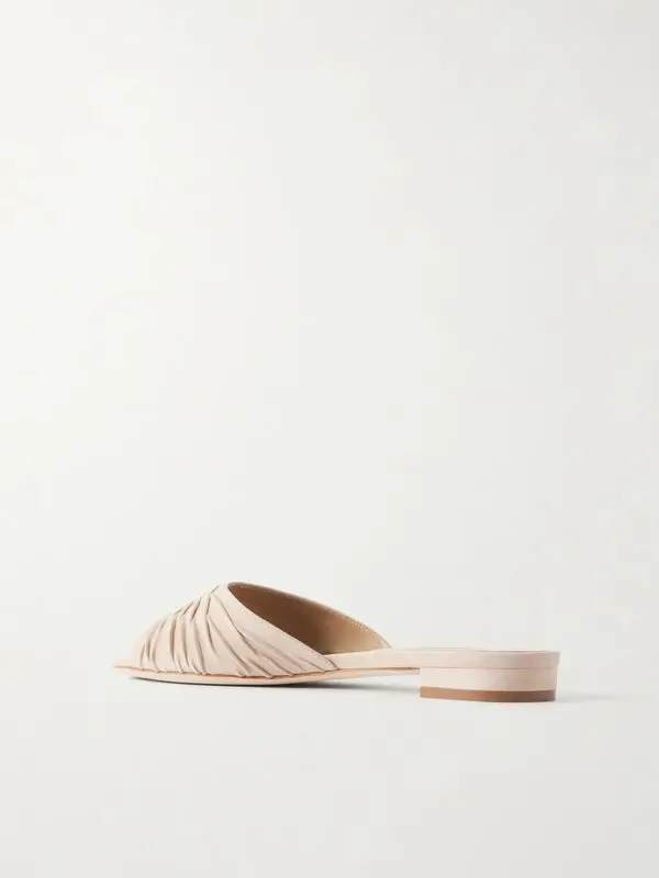 Manolo Blahnik Pirua Pleated Suede Sandals - Neutrals