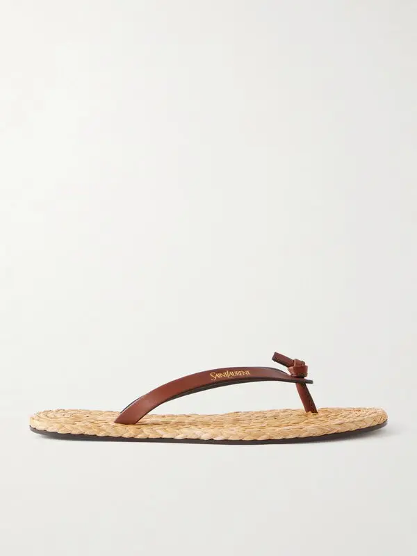 Saint Laurent Pool Knotted Leather Flip Flops