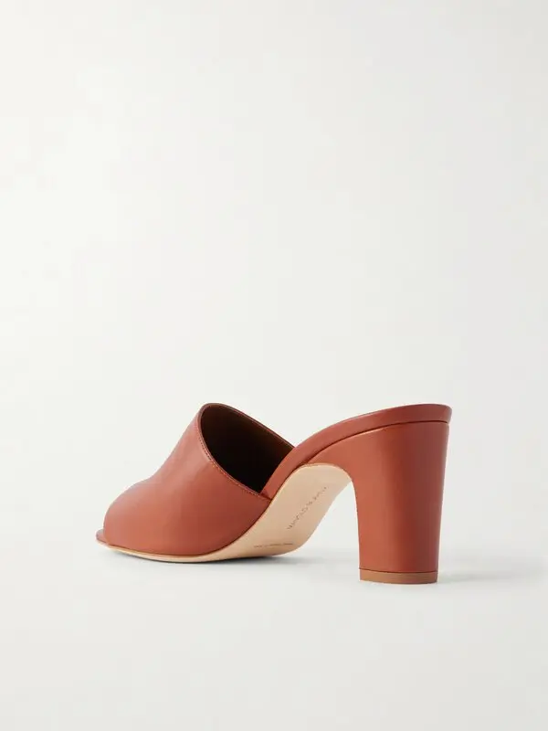 Manolo Blahnik Rapallabar" Leather Block Heel Sandals - Brown