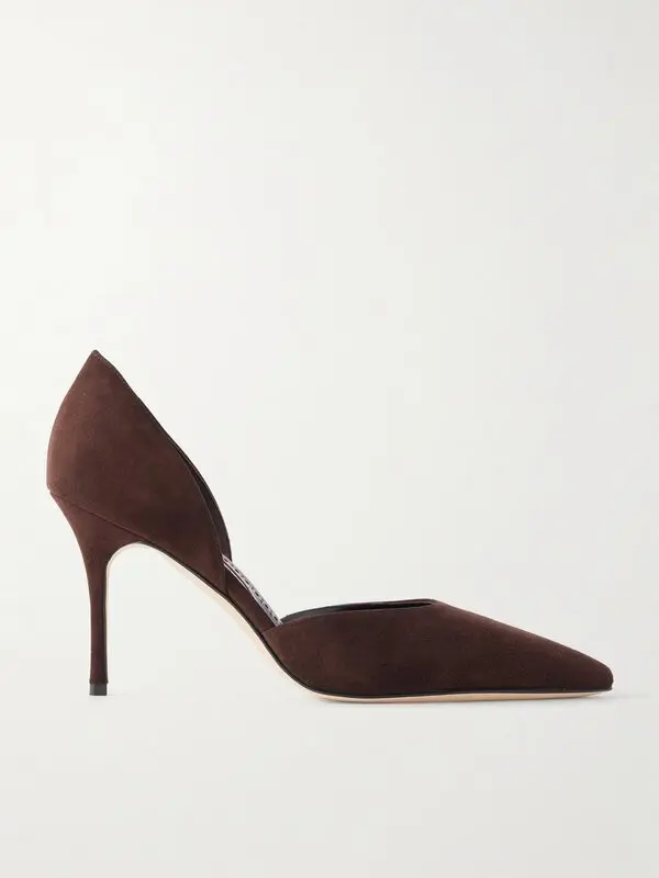 Manolo Blahnik Talernu 90 Suede Pumps - Brown