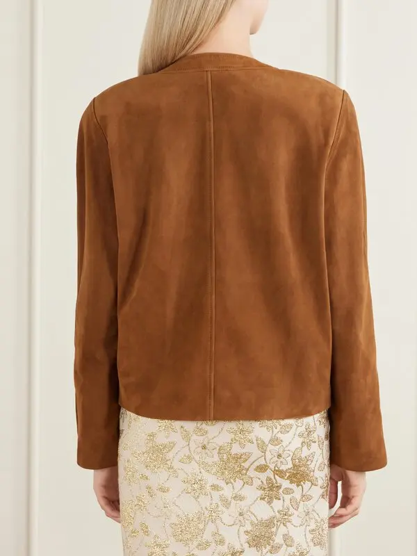 Saint Laurent Paneled Suede Jacket With Cassandre Buttons