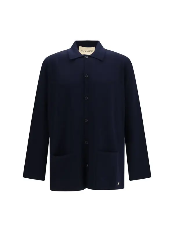 Valentino Garavani Wool Cardigan With Vlogo - Blue