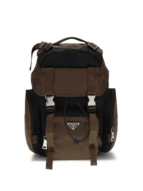 Prada Re-nylon And Leather Backpack - Brown