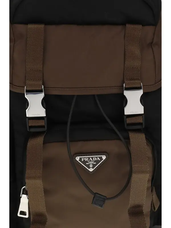 Prada Re-nylon And Leather Backpack - Brown