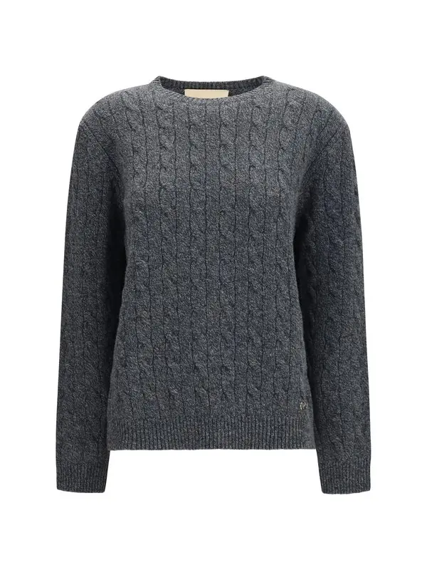 Valentino Garavani Virgin Wool Sweater With Vlogo Detail - Gray