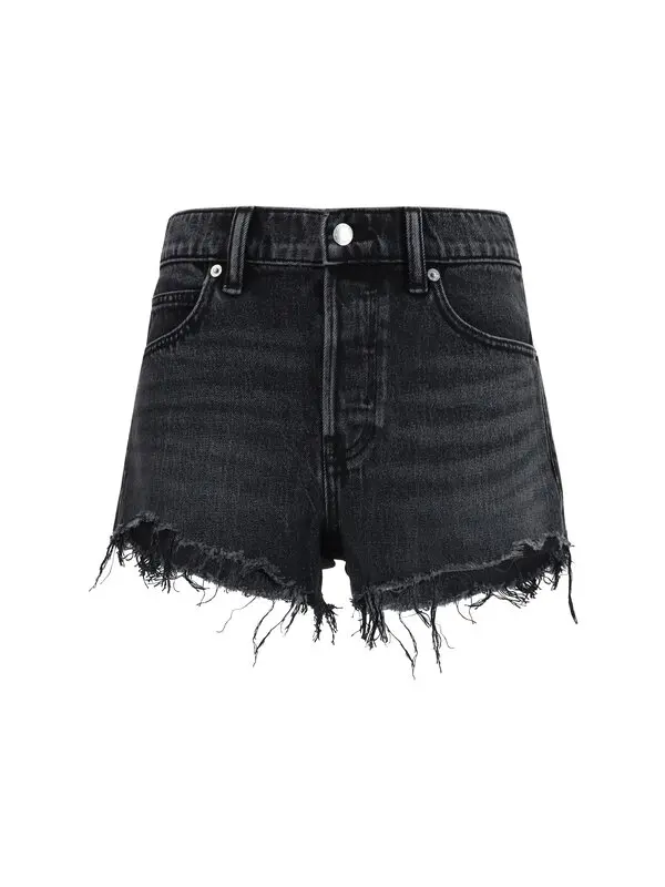 Alexander Wang Crystal Logo Denim Shorts - Black