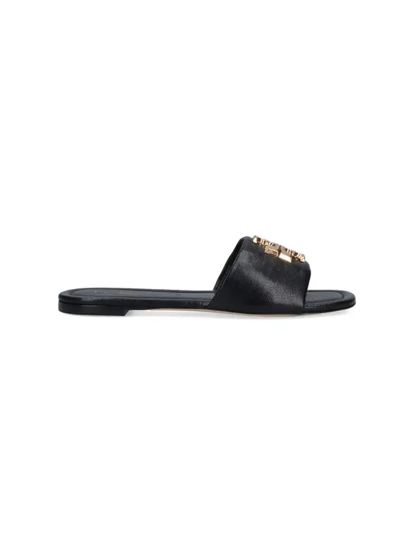 Tory Burch Eleanor Padded Leather Slide Sandals - Black