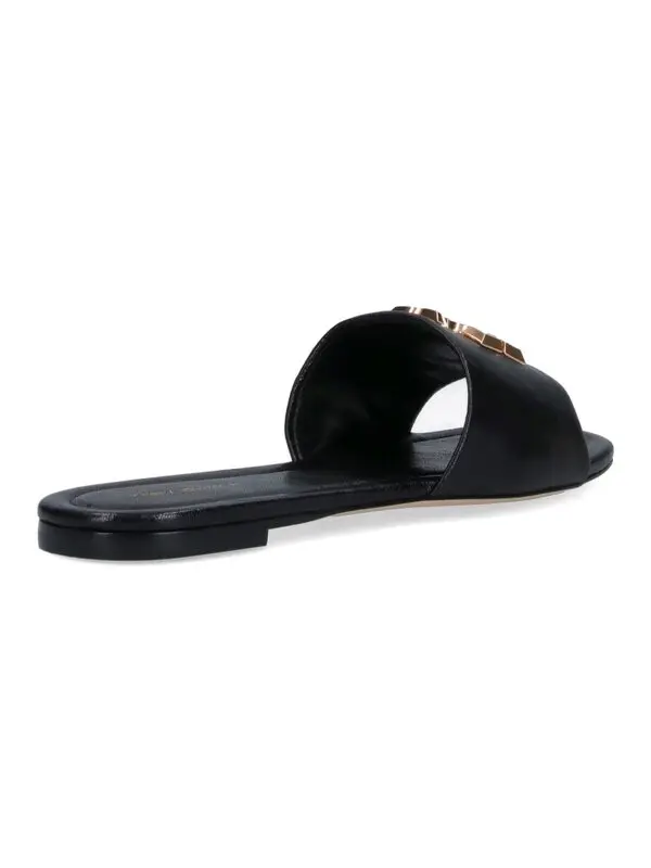 Tory Burch Eleanor Padded Leather Slide Sandals - Black