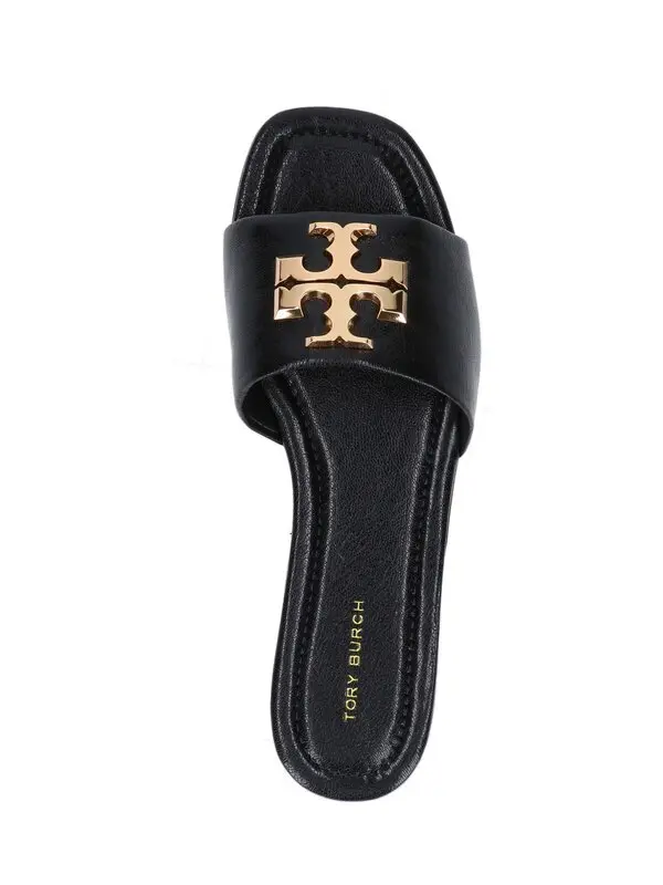 Tory Burch Eleanor Padded Leather Slide Sandals - Black