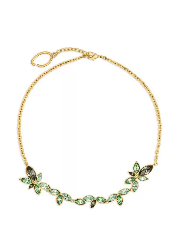 Oscar De La Renta Navette Crystal Necklace - Gold