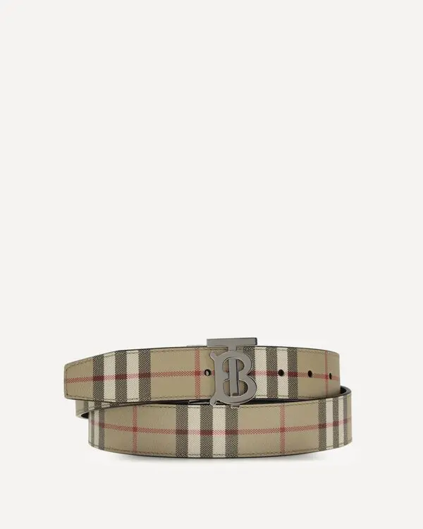 Burberry Tb Reversible Check Belt - Beige