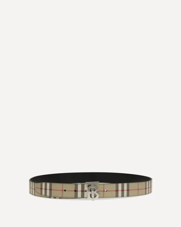 Burberry Tb Reversible Check Belt - Beige