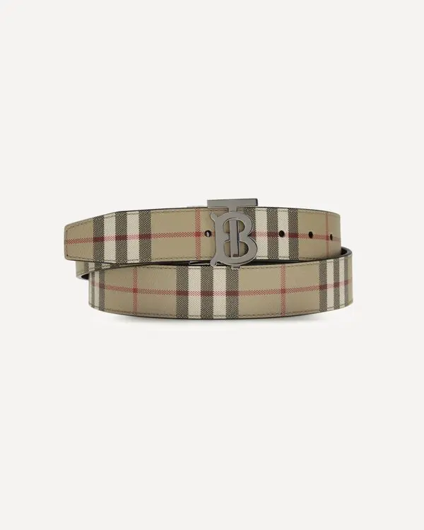 Burberry Tb Reversible Check Belt - Beige