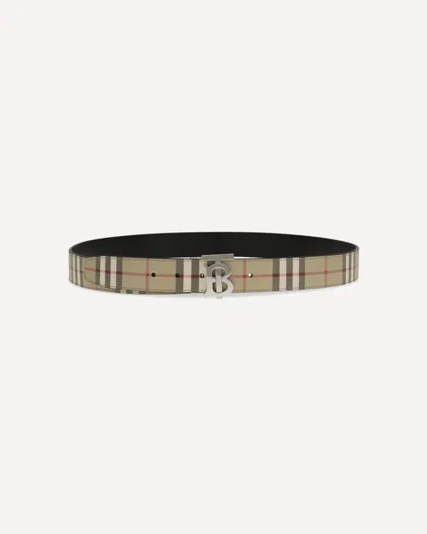 Burberry Tb Reversible Check Belt - Beige