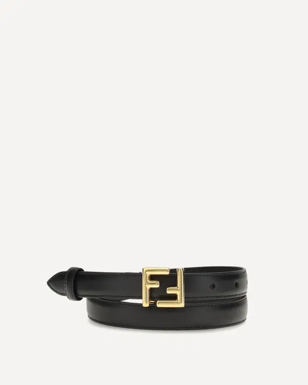 Fendi Ff Logo Leather Belt - Black