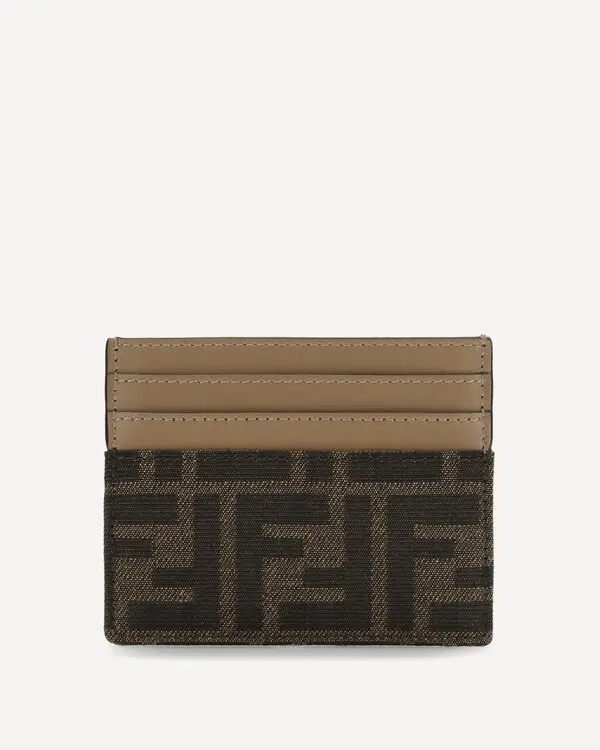 Fendi Card Holder With Ff Jacquard Fabric - Brown