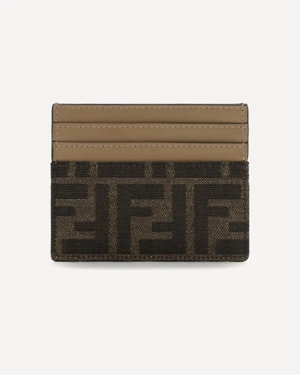 Fendi Card Holder With Ff Jacquard Fabric - Brown