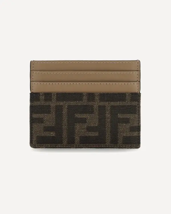 Fendi Card Holder With Ff Jacquard Fabric - Brown