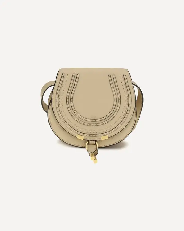 Chloé Small Marcie Leather Shoulder Bag - Beige