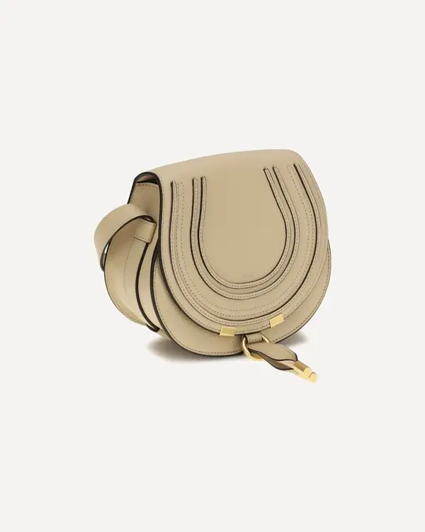Chloé Small Marcie Leather Shoulder Bag - Beige