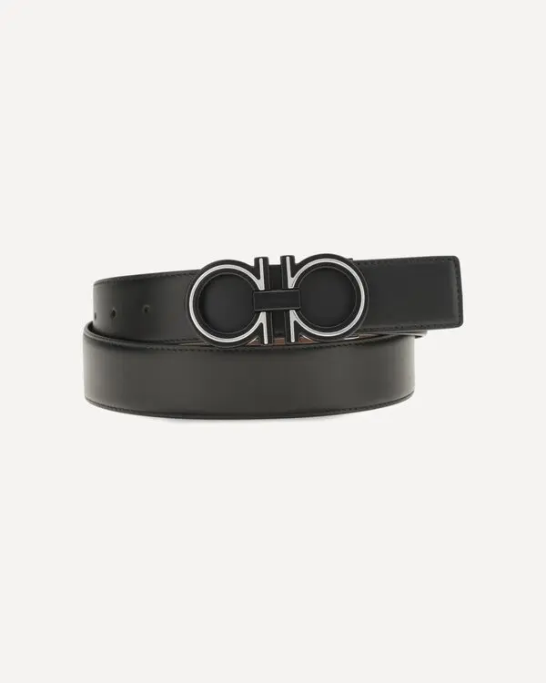FERRAGAMO Reversible Leather Belt With Gancini Buckle