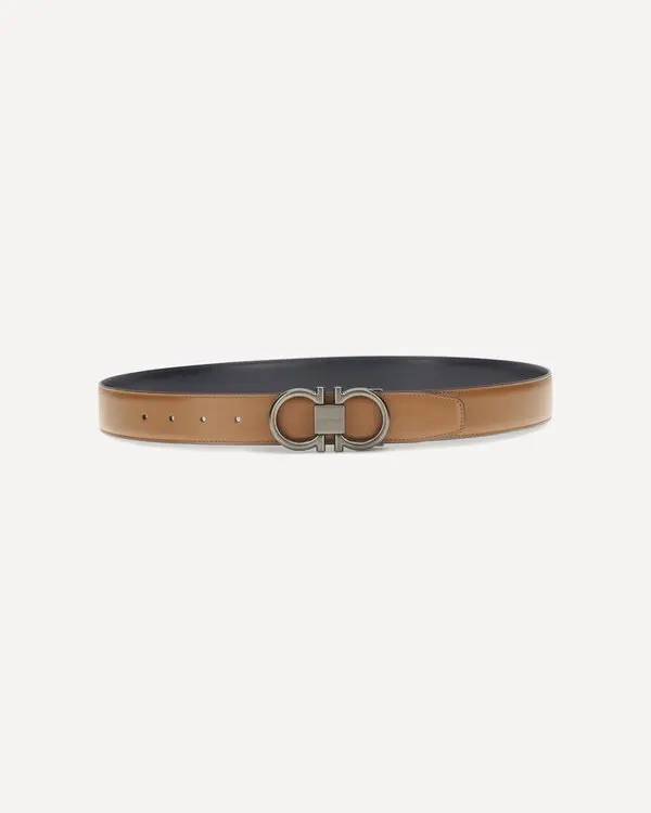 FERRAGAMO Reversible Gancini Leather Belt