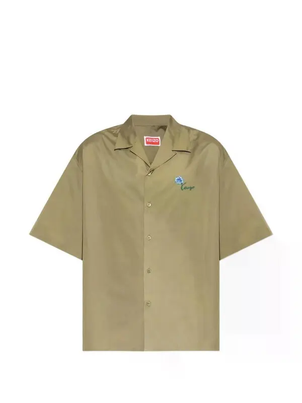 Kenzo Tulip-embroidered Short-sleeve Shirt