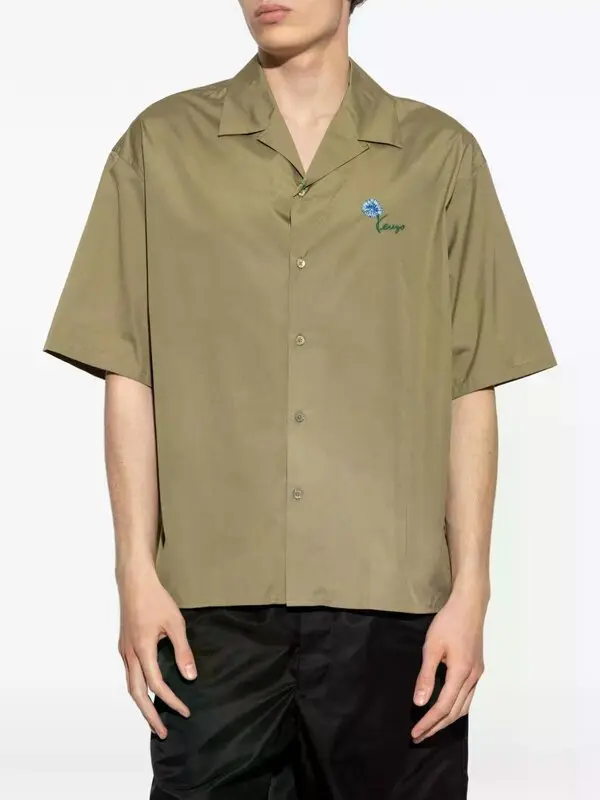 Kenzo Tulip-embroidered Short-sleeve Shirt