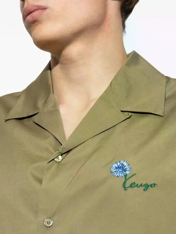 Kenzo Tulip-embroidered Short-sleeve Shirt