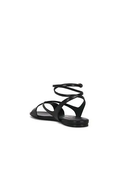 Khaite Liria Leather Ankle Strap Flat Sandals - Black