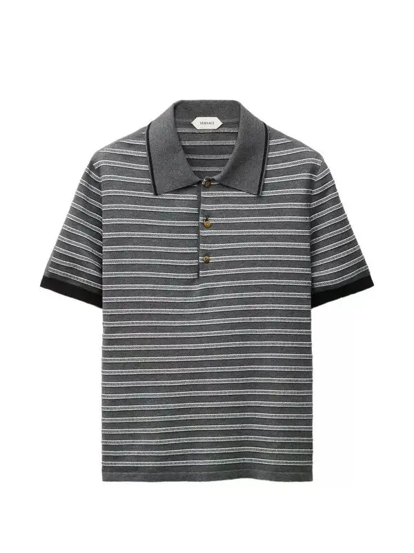 Versace Jacquard Cotton-blend Knit Polo