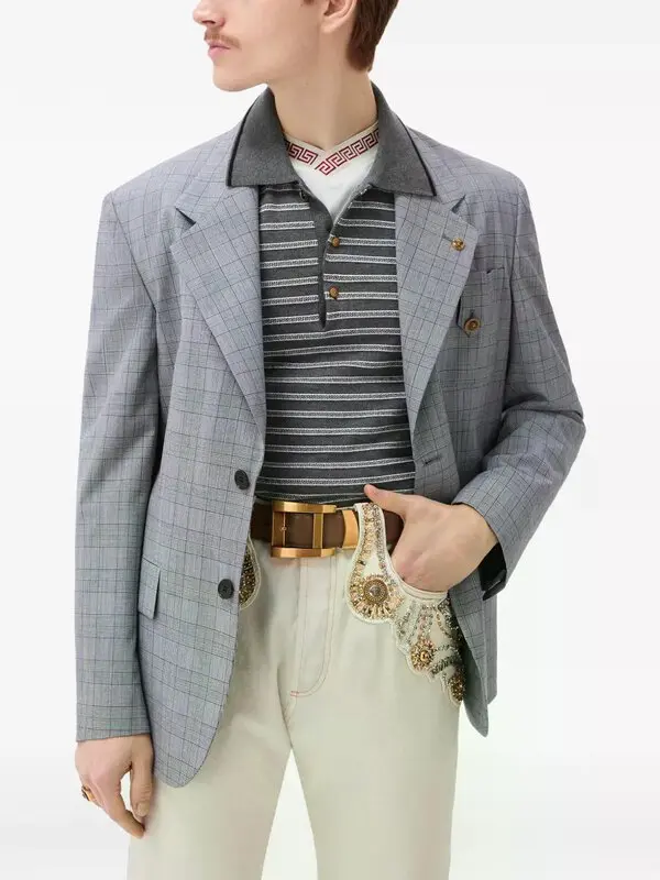 Versace Jacquard Cotton-blend Knit Polo