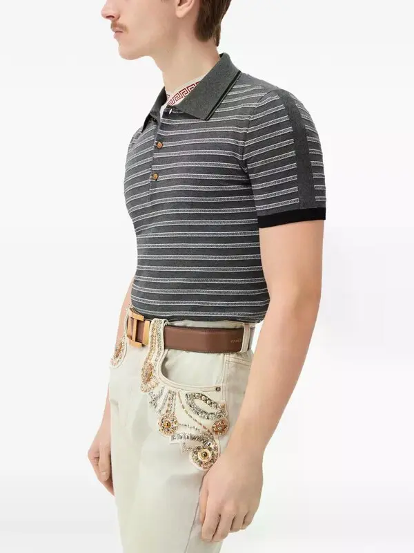 Versace Jacquard Cotton-blend Knit Polo