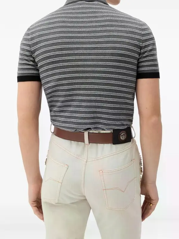 Versace Jacquard Cotton-blend Knit Polo