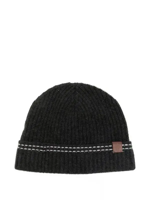 Eleventy Ribbed Knit Striped Beanie Hat