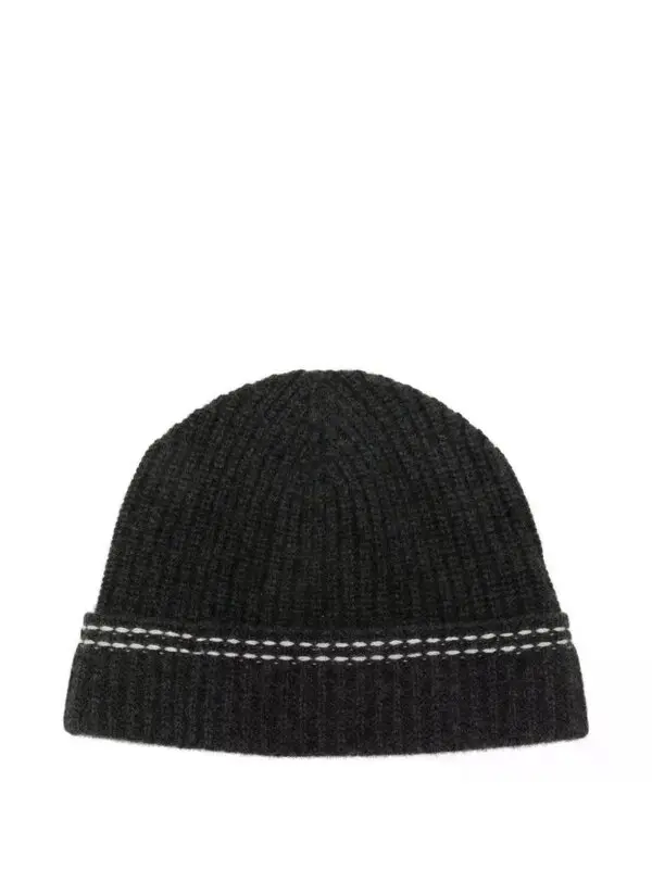 Eleventy Ribbed Knit Striped Beanie Hat