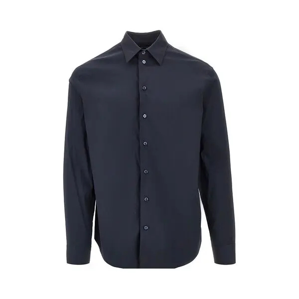 Emporio Armani Tretch Poplin Hirt - Blue