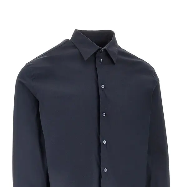 Emporio Armani Tretch Poplin Hirt - Blue