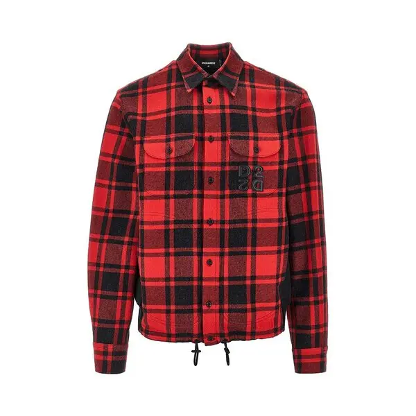 Dsquared2 Nylon And Flannel Hybrid Overshirt - Red