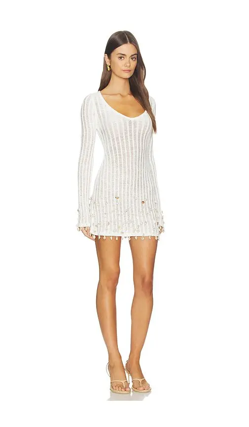 Tularosa Ellisa V Neck Shell Embellished Mini Dress