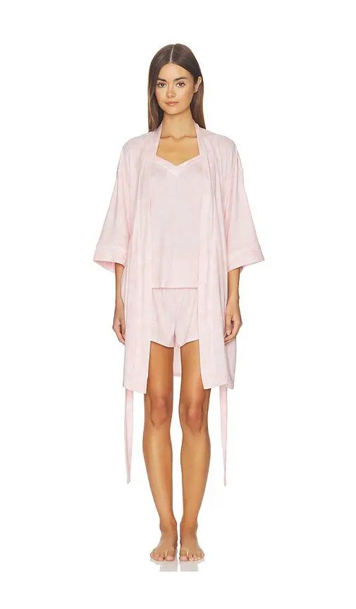 Flora Nikrooz Martha Printed Knit Travel Set - Pink